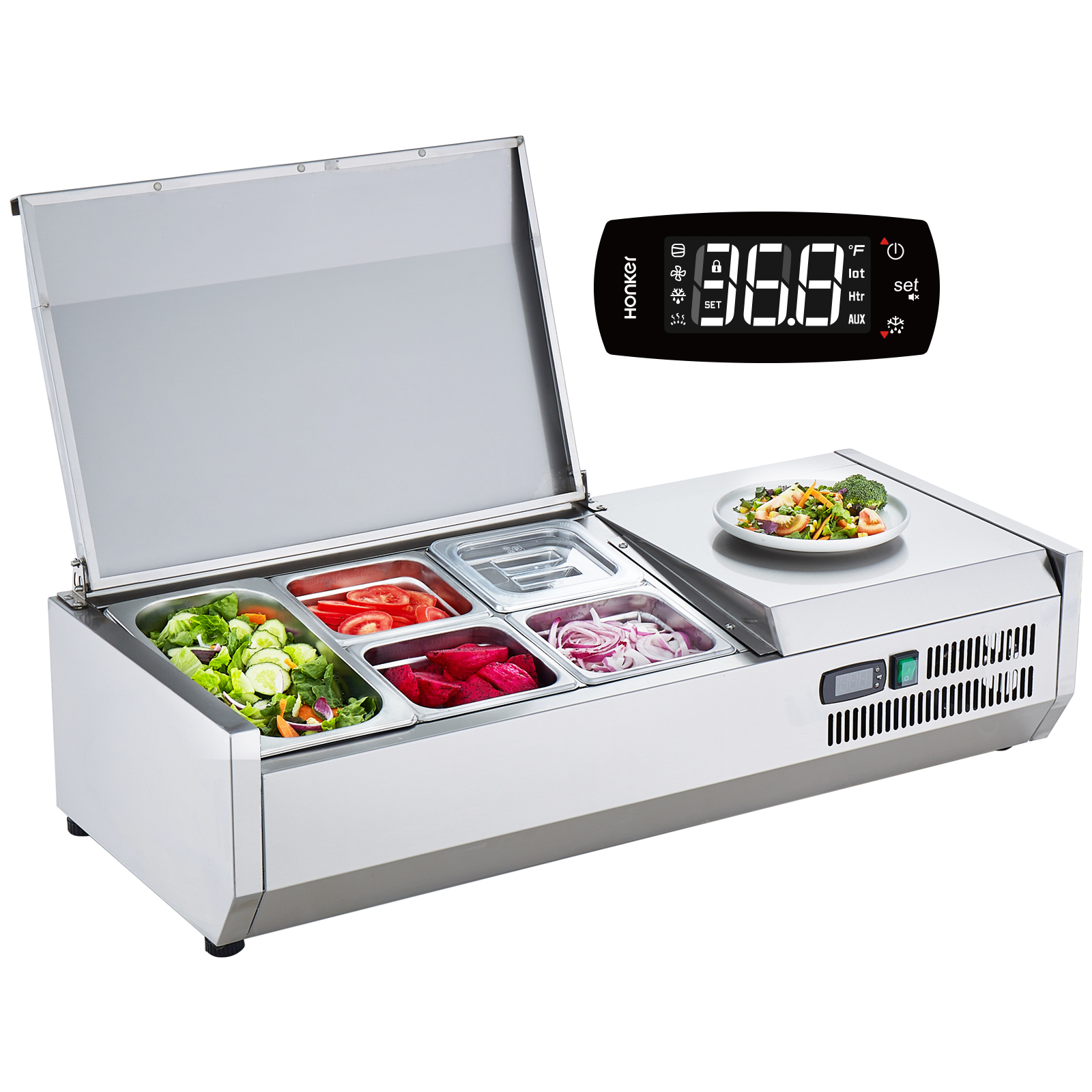 27.5"-71" Countertop Condiment Refrigerated Salad Sandwich Prep Station ...