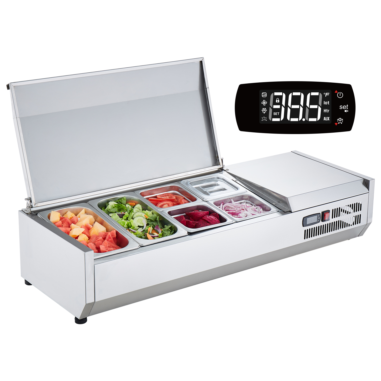 27.5"-71" Countertop Condiment Refrigerated Salad Sandwich Prep Station ...