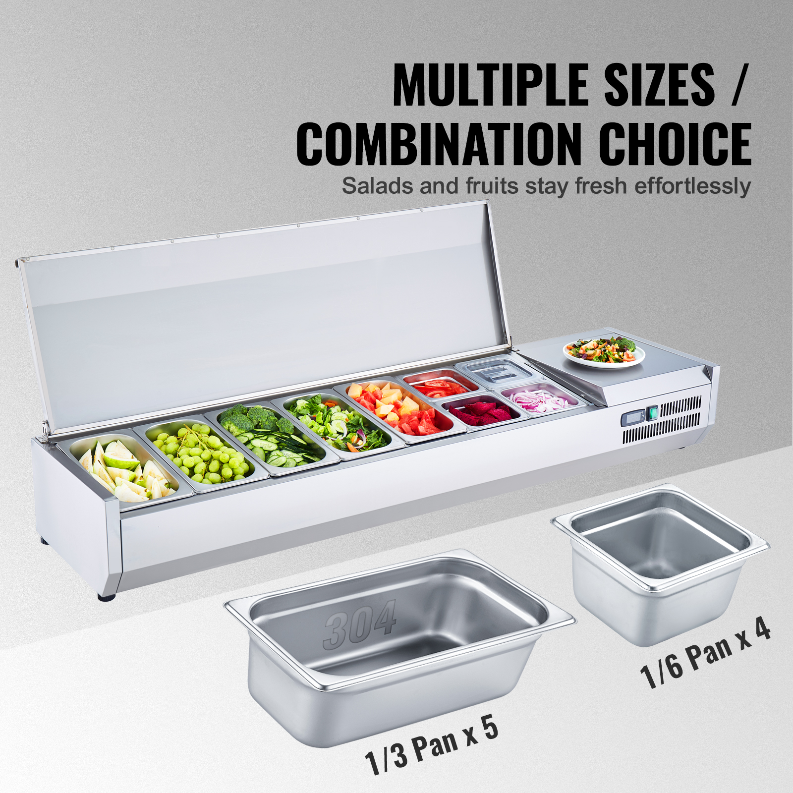 27.5"-71" Countertop Condiment Refrigerated Salad Sandwich Prep Station ...