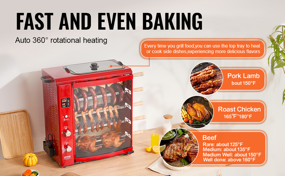 VEVOR Stainless Steel Shawarma Grill Machine Electric/Gas Gyro ...