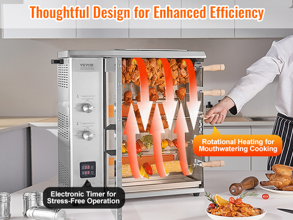 VEVOR Shawarma Grill Machine, 5 Strings of Barbecue Capacity, Chicken ...