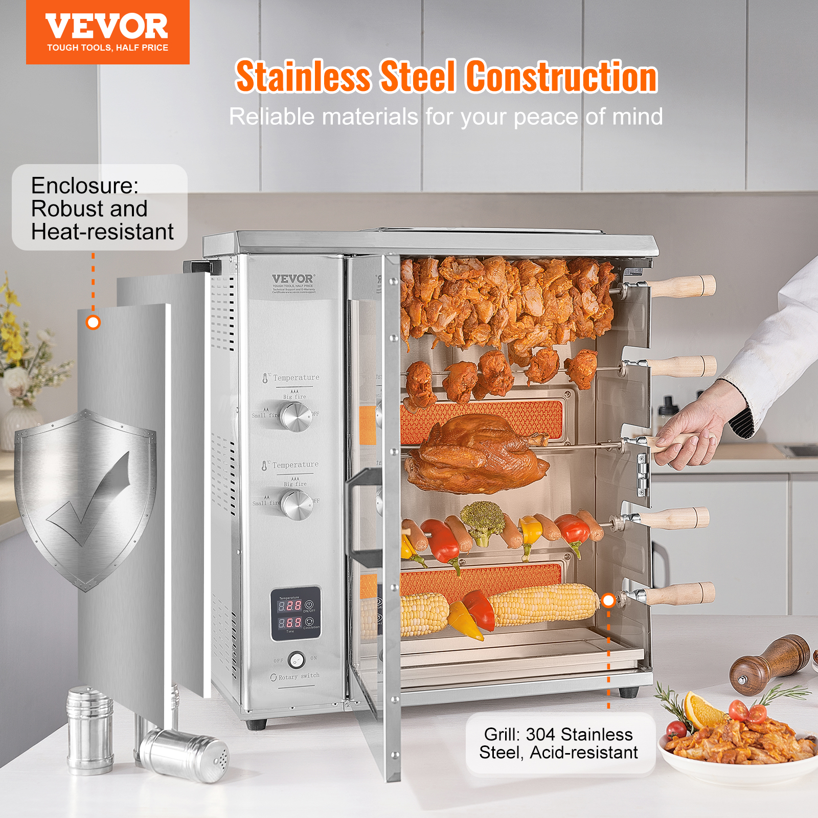 Stainless Steel Shawarma Grill/Gas Machine Vertical Gyro/2 Burner Gyro ...