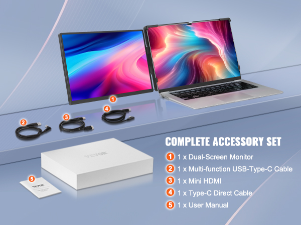 VEVOR Laptop Screen Extender 14-tums HD 1080P bärbar bildskärm för 13 ...