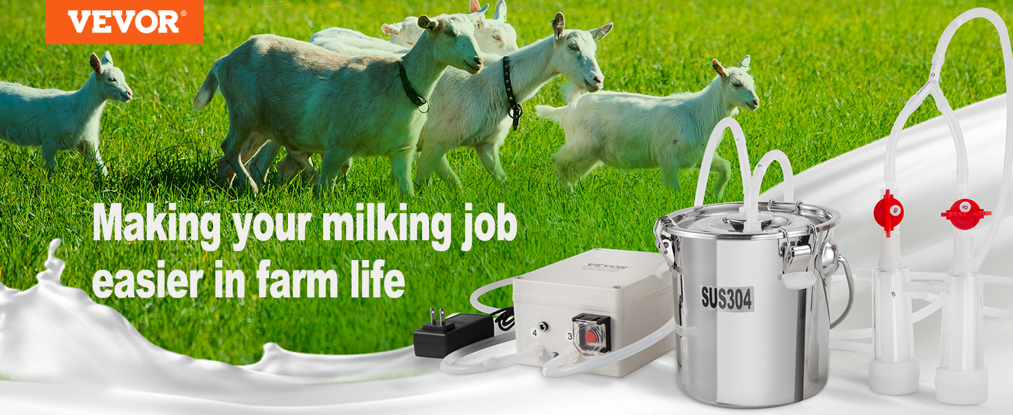 VEVOR Melkmaschine 3-L-Eimer aus 304-Edelstahl, tragbarer, automatisch ...