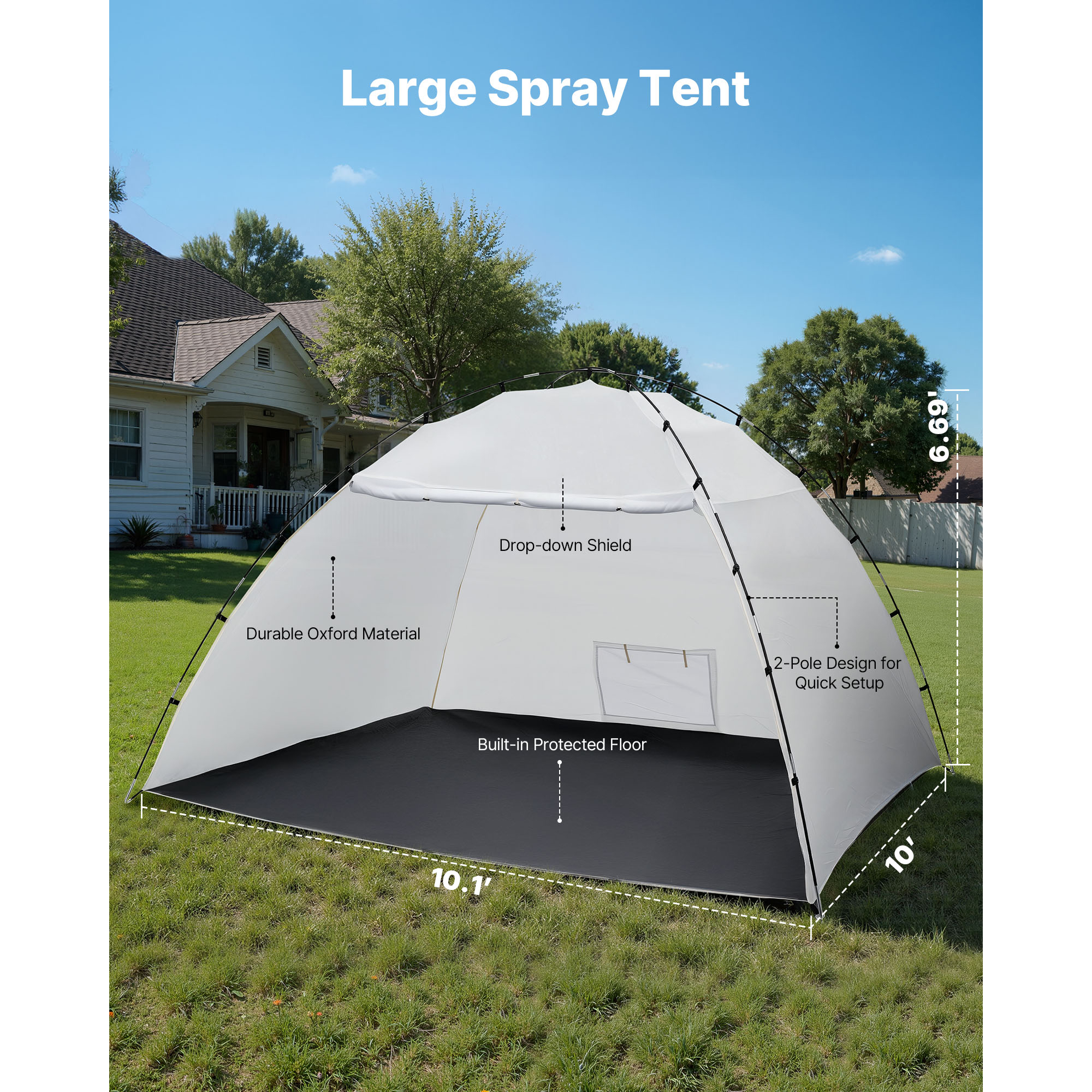 Mophorn Portable Paint Booth Tent, 116.14 x 114.96 x 79.53 inch Spray ...