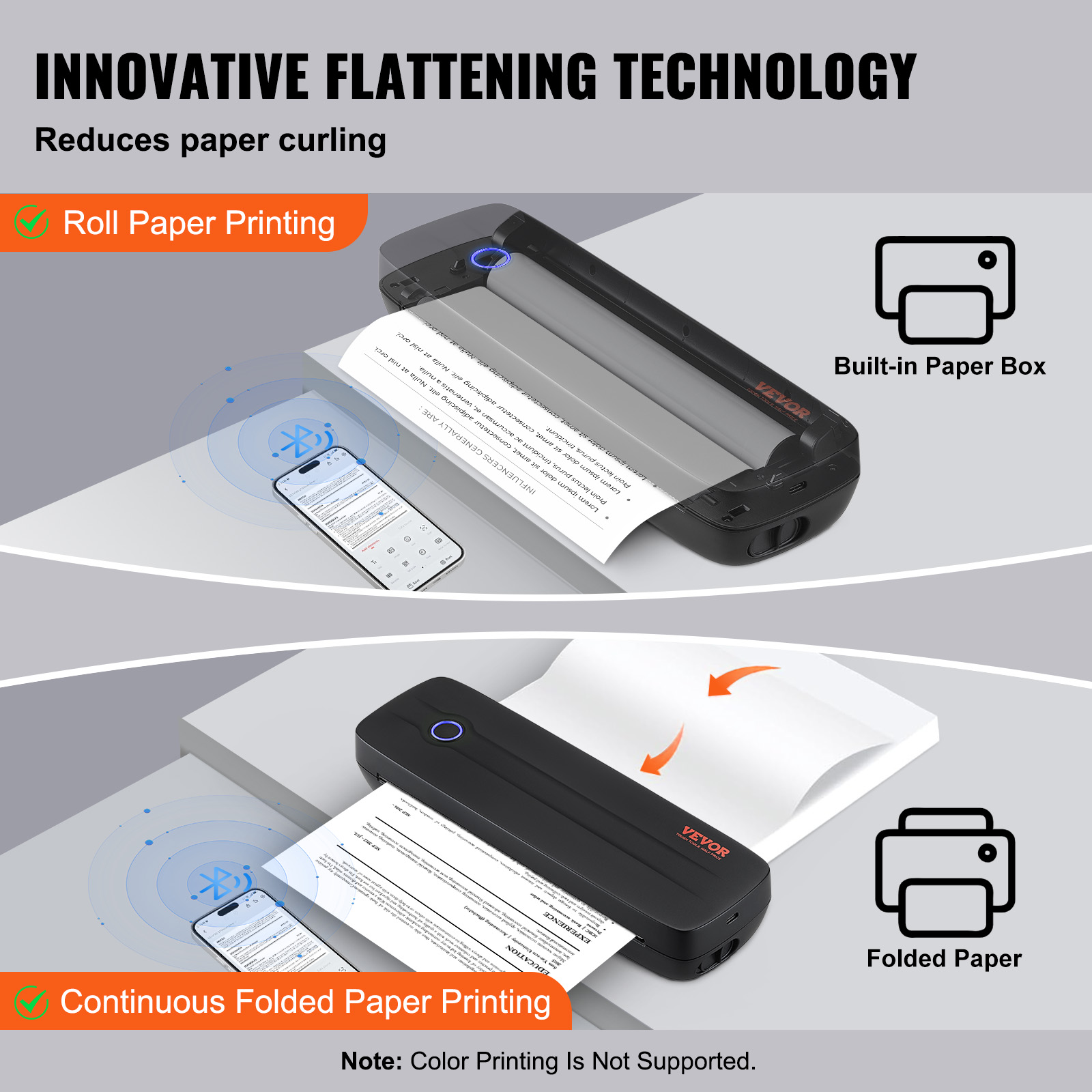 Portable Printer Wireless Inkless Printer 2600 mAh for Travel & for ...