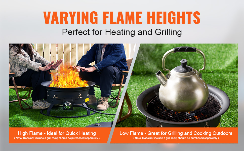 VEVOR Propane Fire Pit 24” Outdoor Portable Gas Fire Pit for Heating ...