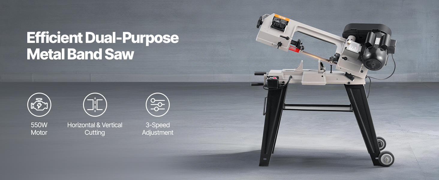 Metal Horizontal Band Saw 4 in x 6 in 550W Motor Variable Speed Bandsaw ...