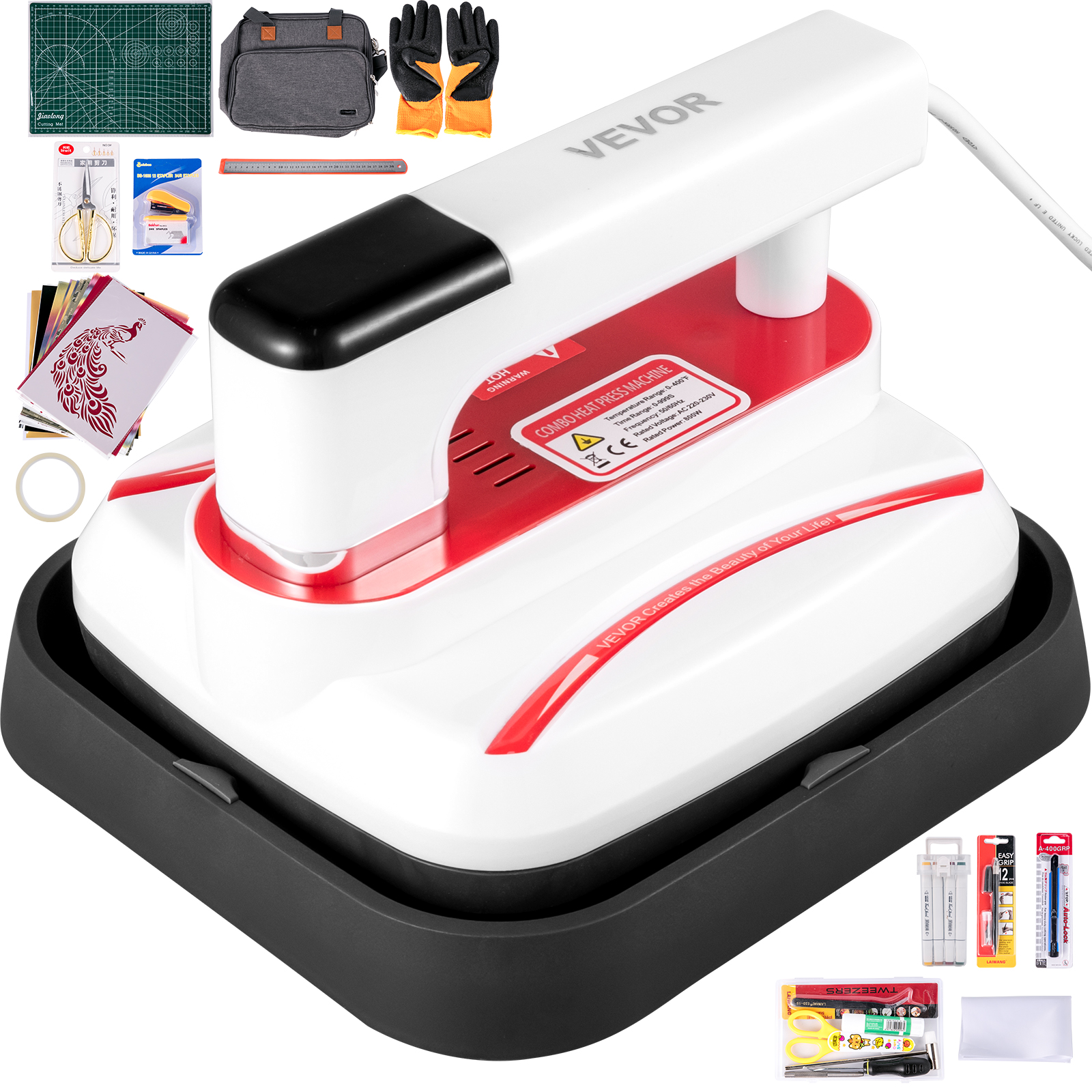 VEVOR Portable Heat Press 7x8 Inch Easy Press with Complete Tool ...