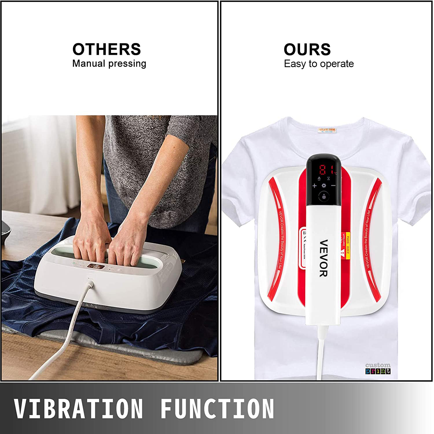 VEVOR Portable Heat Press 7x8 Inch Easy Press with Complete Tool ...