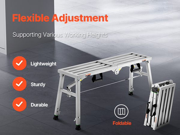 VEVOR Work Platform Adjustable Height Portable Scaffolding Platform 180 ...