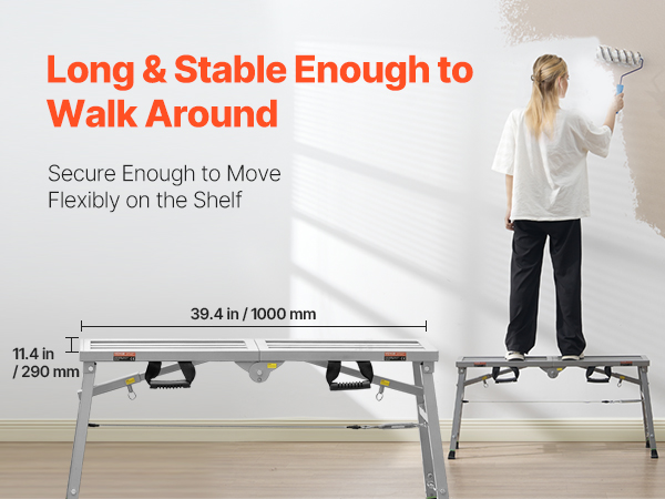 VEVOR Work Platform Adjustable Height Portable Scaffolding Platform 180 ...