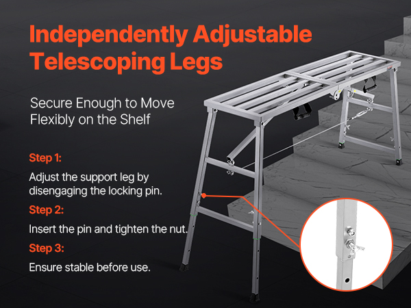 VEVOR Work Platform Adjustable Height Portable Scaffolding Platform 800 ...