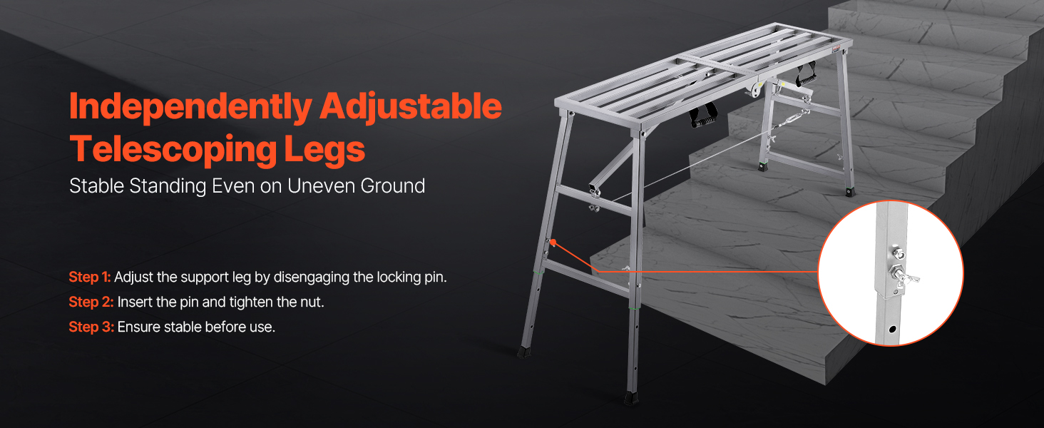 VEVOR Work Platform Adjustable Height Portable Scaffolding Platform 800 ...
