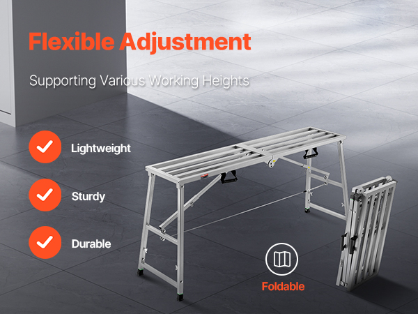 VEVOR Work Platform Adjustable Height Portable Scaffolding Platform 800 ...