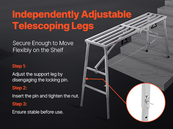 VEVOR Work Platform Adjustable Height Portable Scaffolding Platform 800 ...