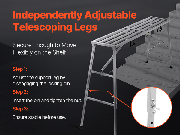 VEVOR Work Platform Adjustable Height Portable Scaffolding Platform 400 ...