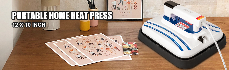 VEVOR Portable Heat Press 12x10 3 in 1 Inch Easy Press Multifunction ...