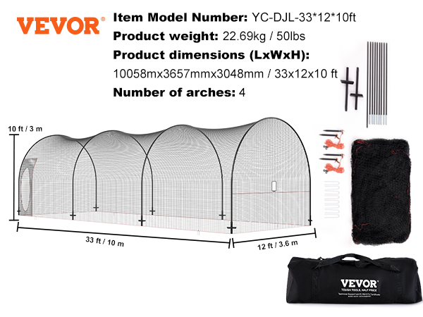 VEVOR Baseball Batting Cage, Softball and Baseball Batting Cage Net and ...