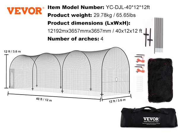VEVOR Baseball Batting Cage, Softball and Baseball Batting Cage Net and ...