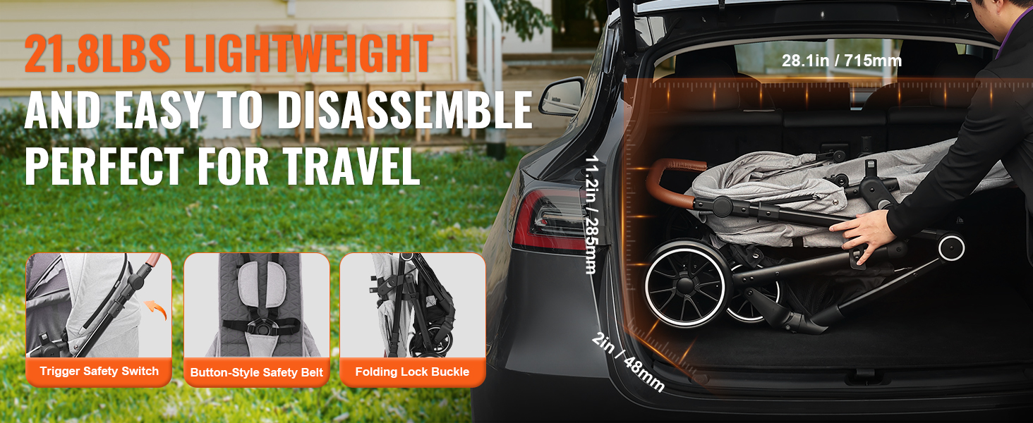 VEVOR Standard Baby Stroller, Infant Toddler Stroller with Bassinet ...