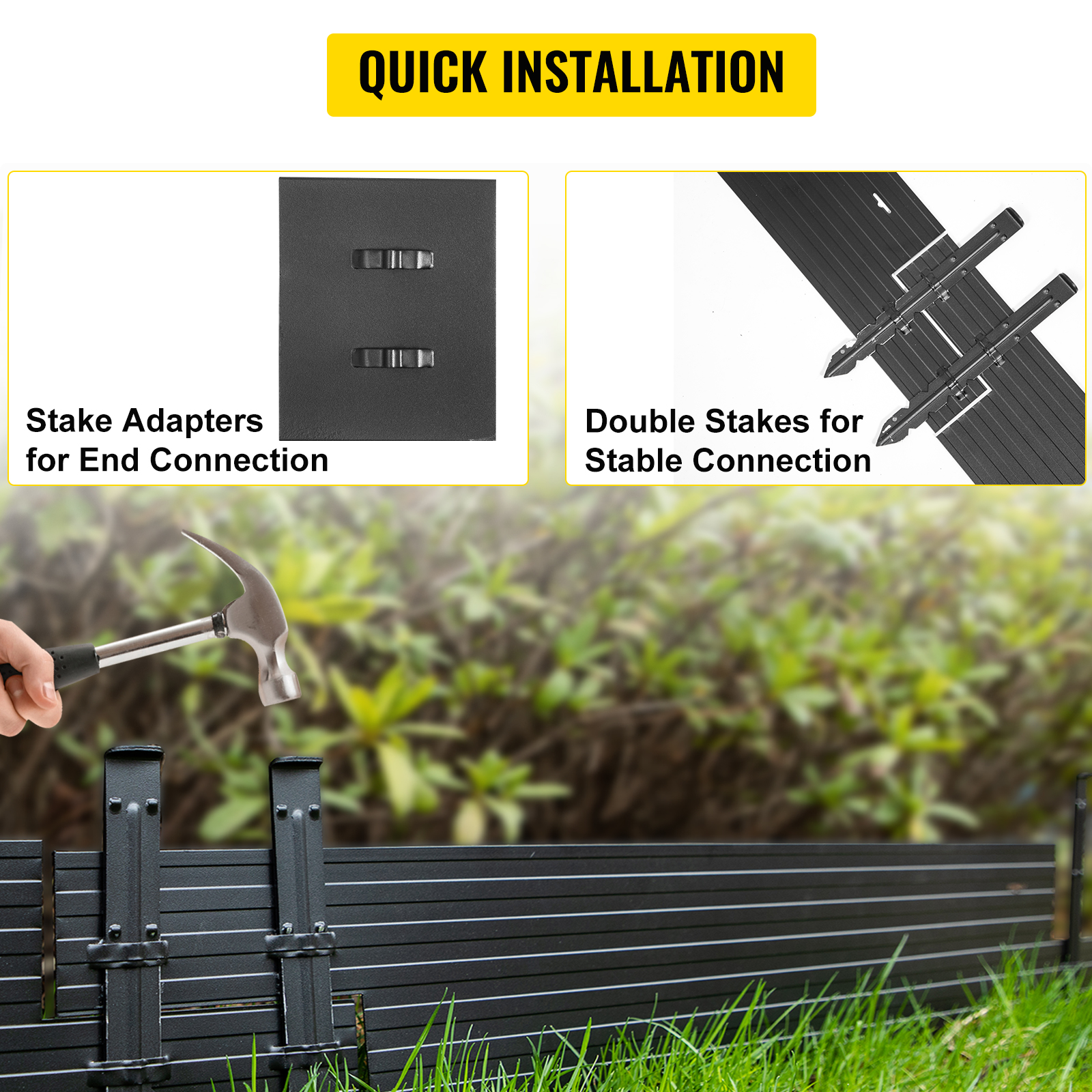 VEVOR Aluminum Landscape Edging, 24 PCS Metal Garden Edging, 78.7 ft ...