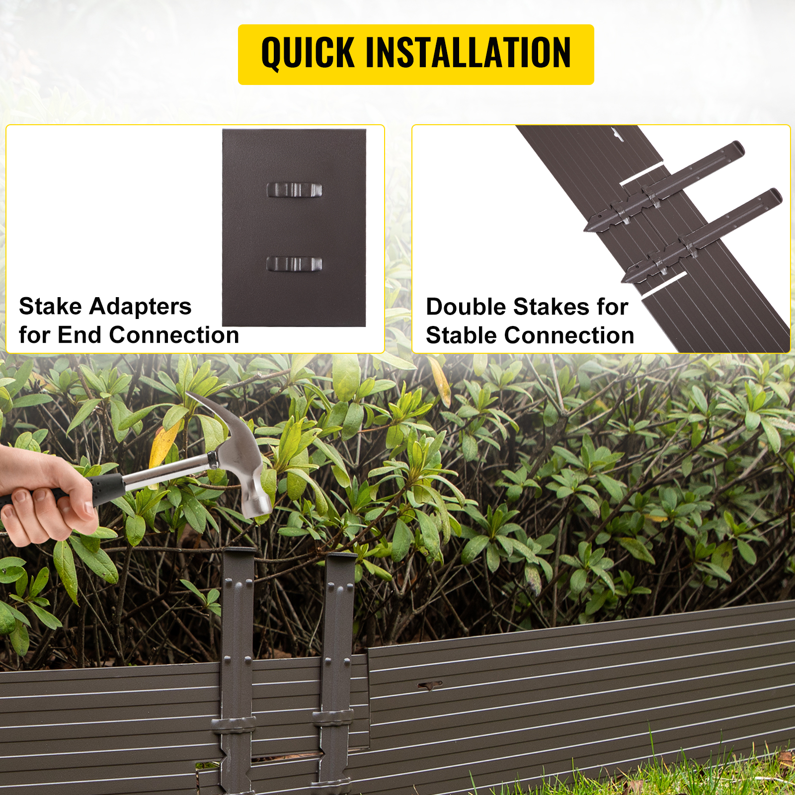 VEVOR Aluminum Landscape Edging, 12 PCS Metal Garden Edging, 39.4 ft ...