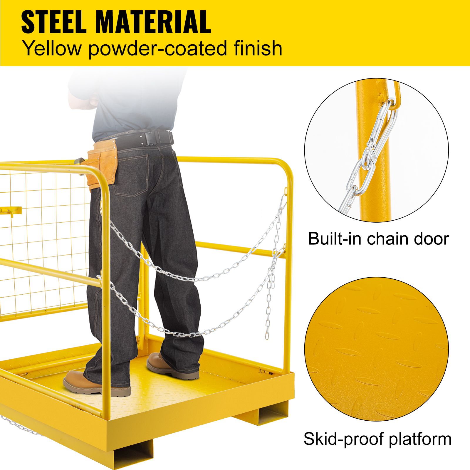 Forklift Safety Cage 34''x34'' Forklift Work Platform 900lbs ...