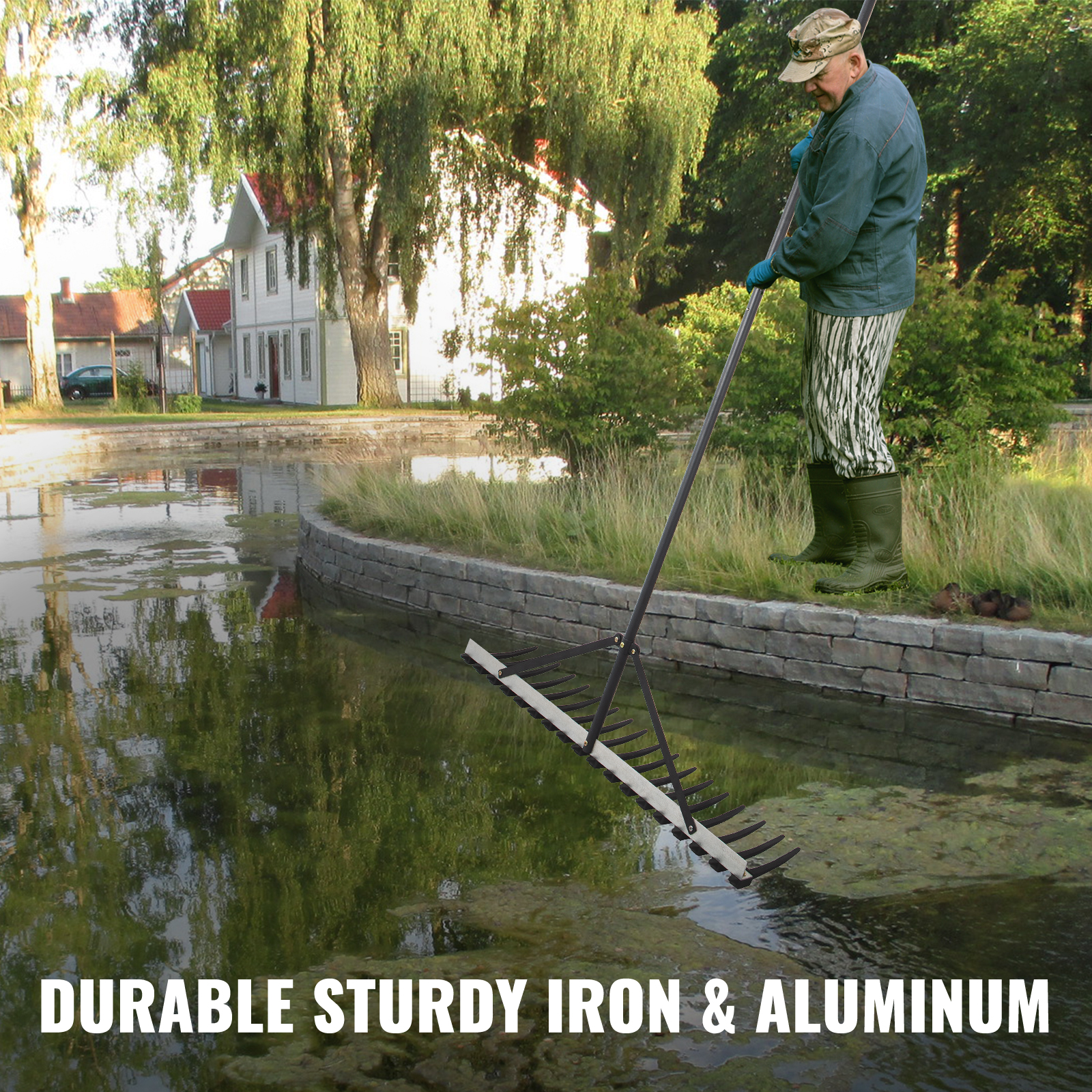 Vevor Weed Rake Lake Weed Cutter 11 Ft Long Pole 9 Inch Tines W/ Float ...