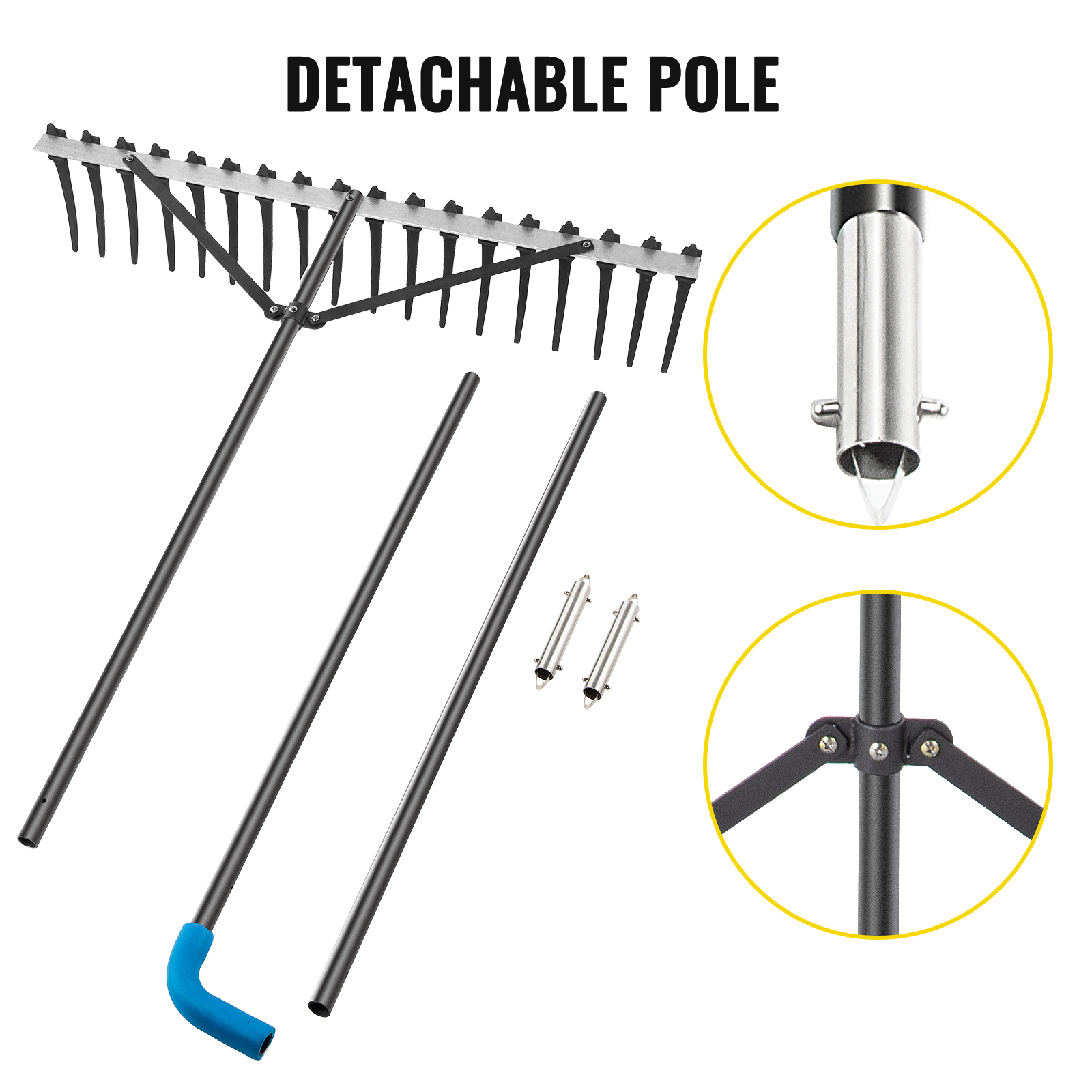 Vevor Weed Rake Lake Weed Cutter 11 Ft Long Pole 9 Inch Tines W/ Float ...