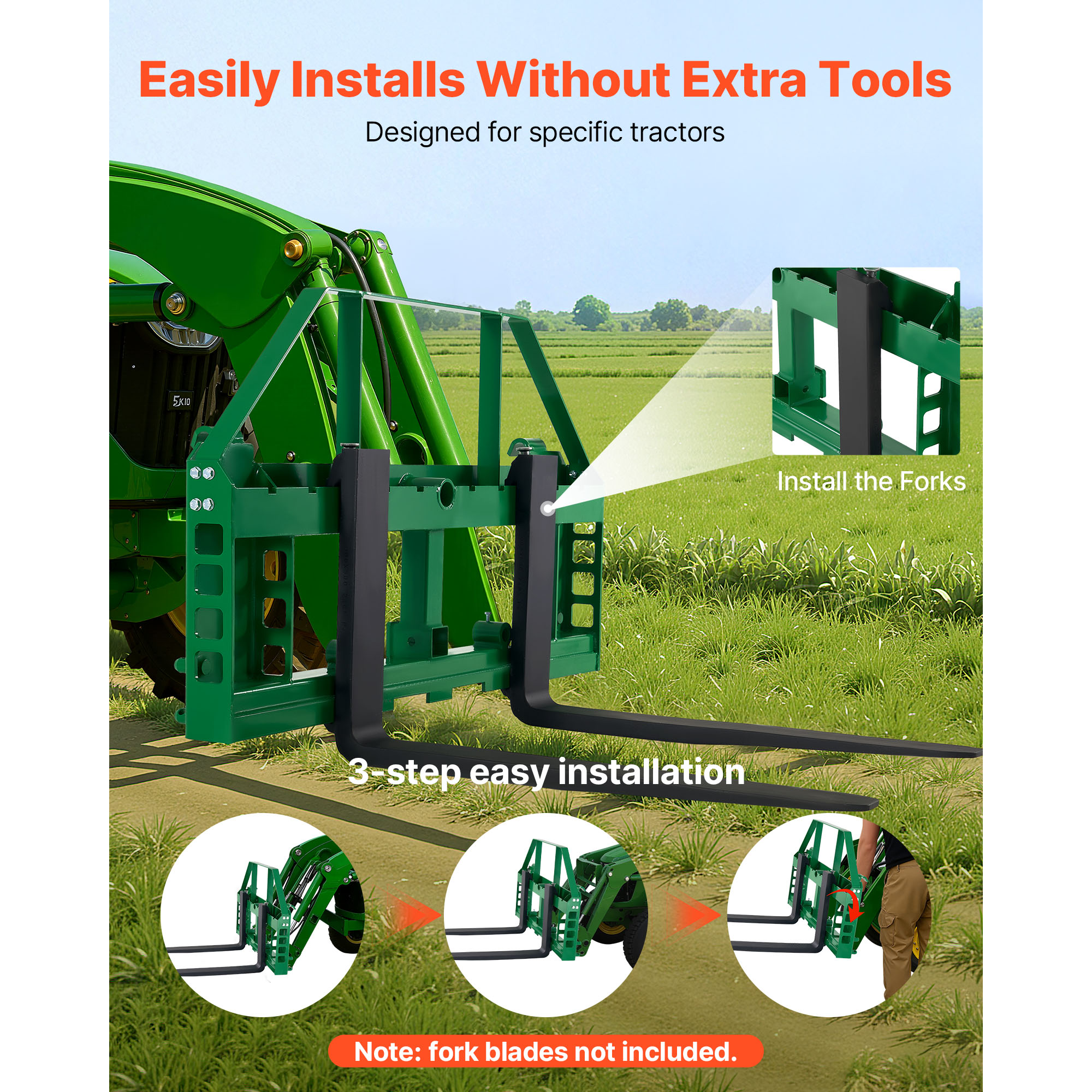 Mophorn Skid Steer Pallet Fork Frame, 4000 lbs Load Capacity, 45-inch ...