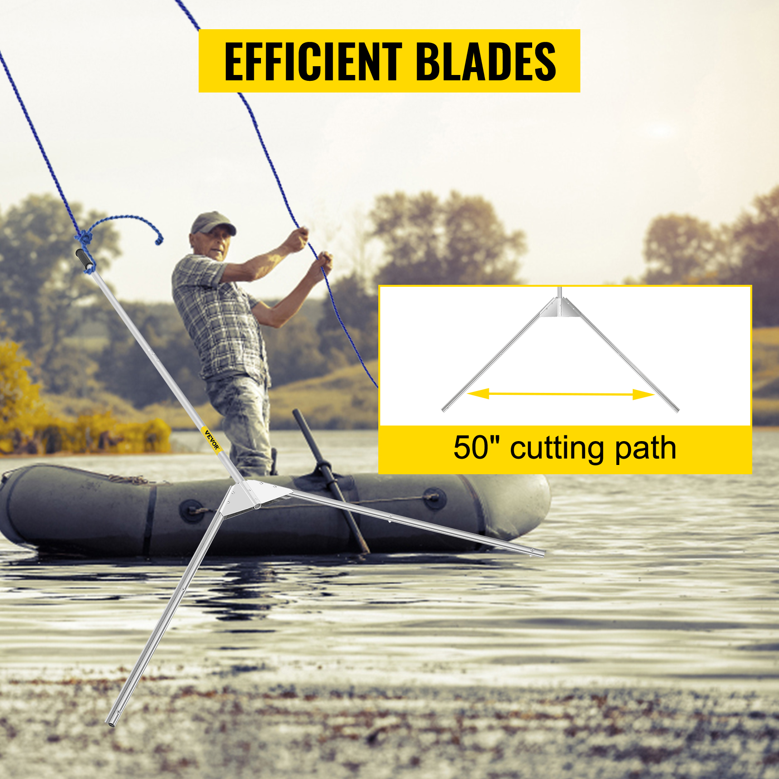 VEVOR Aquatic Weed Cutter, 48 inch, Clean Aquatic Weeds Muck Silt Lake ...