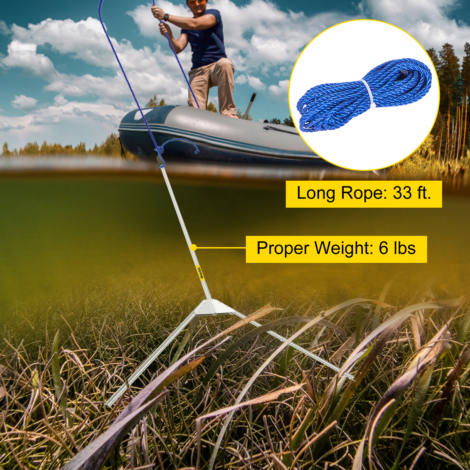 VEVOR Aquatic Weed Cutter, 48 inch, Clean Aquatic Weeds Muck Silt Lake ...