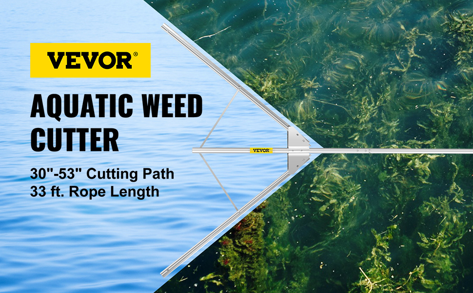 VEVOR Aquatic Weed Cutter, 30"-53" Adjustable Cutting Path Water Grass ...