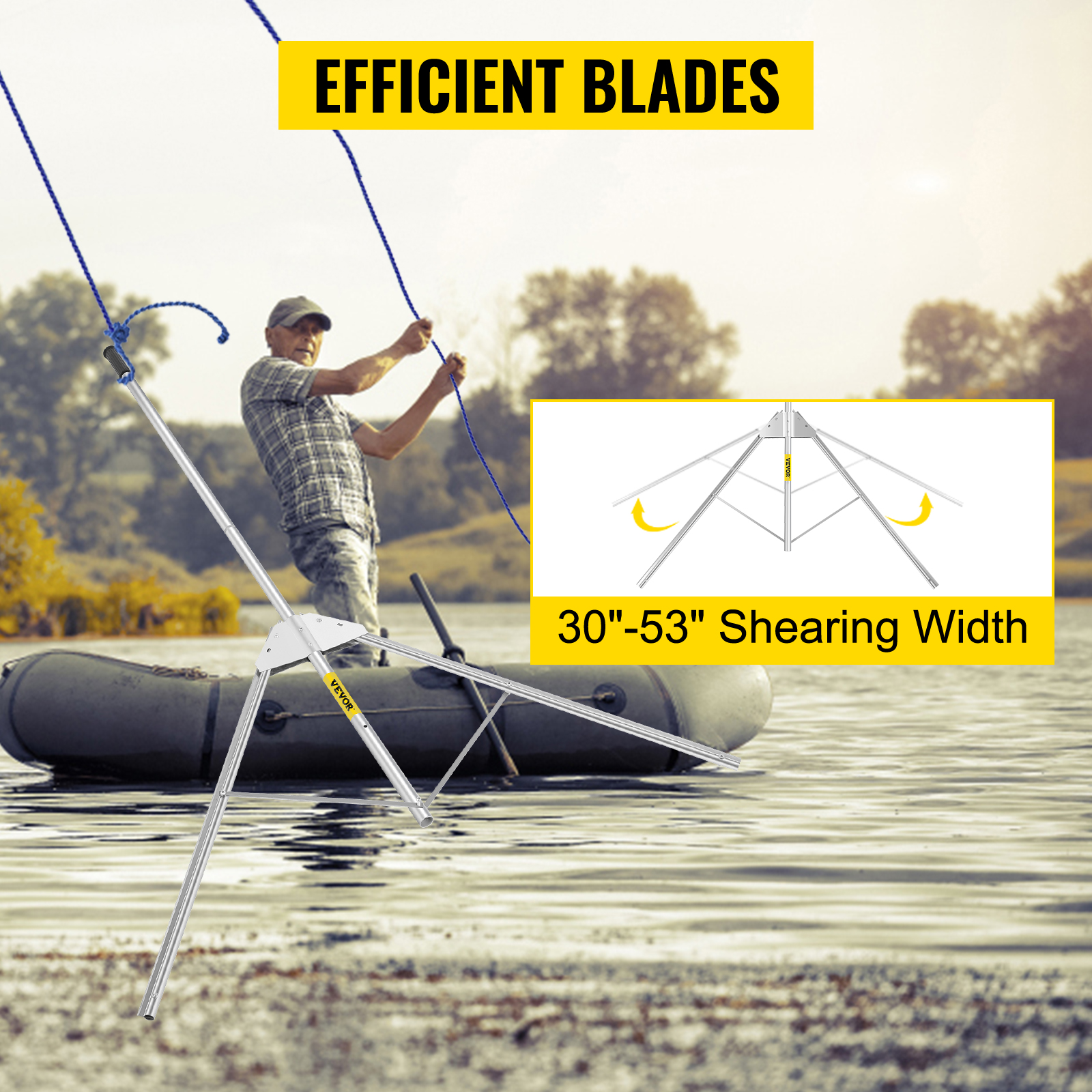 VEVOR Aquatic Weed Cutter, 30"-53" Adjustable Cutting Path Water Grass ...