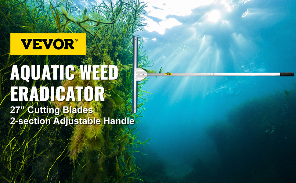VEVOR Lake Weed Cutter, 27" Wide Lake Rake for Weeds, Manganese Steel ...