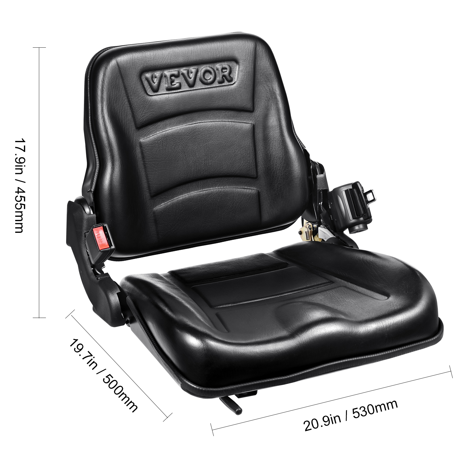 VEVOR Universal Forklift Seat, Fold Down Tractor Seat with Adjustable ...