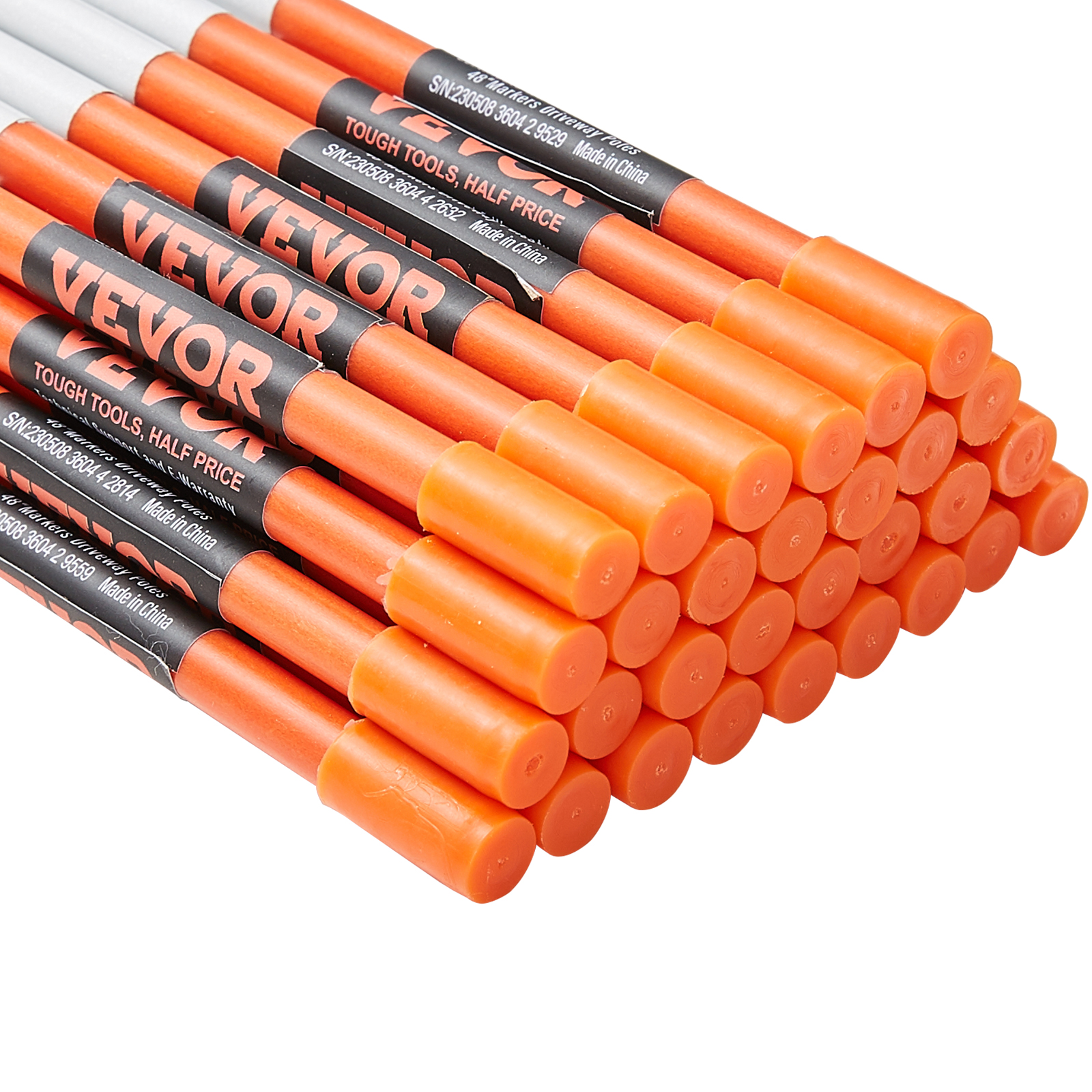 VEVOR Driveway Markers, 100 PCS 48 inch, 0.4 inch Diameter, Orange ...