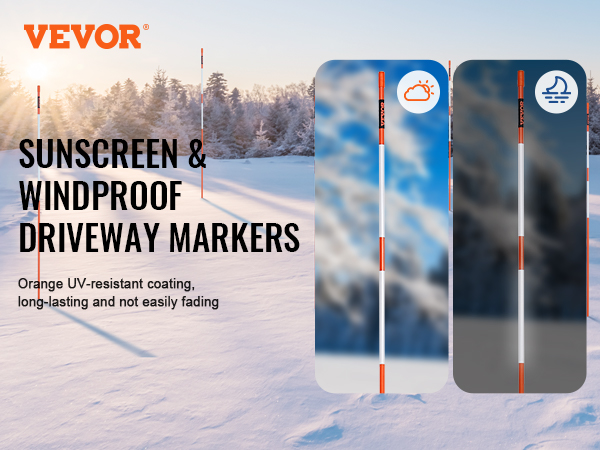 VEVOR Driveway Markers, 50 PCS 48 inch, 0.4 inch Diameter, Orange ...