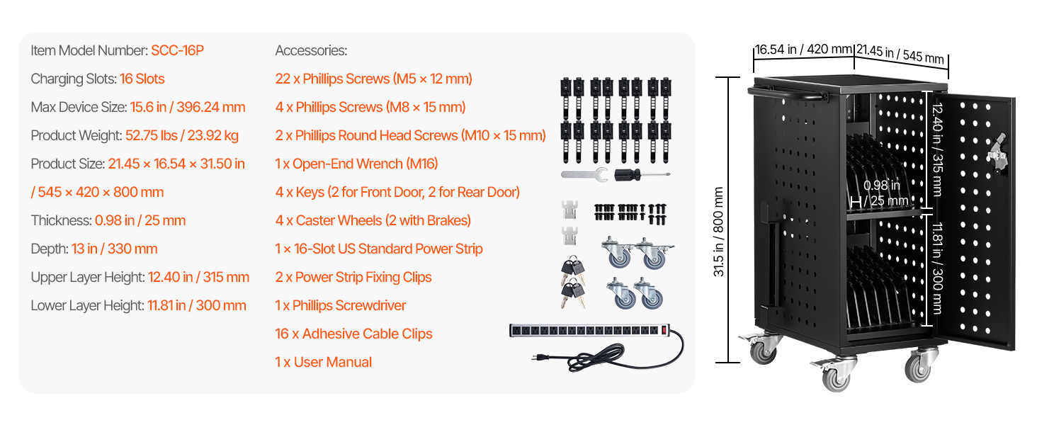 Charging Cart Mobile Locking Charging Cart 16 Devices for Laptop ...