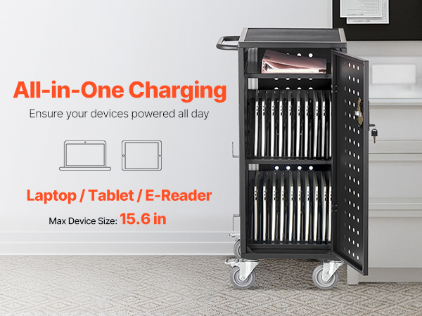 VEVOR Charging Cart Mobile Locking Charging Cart 20 Devices for Laptop ...