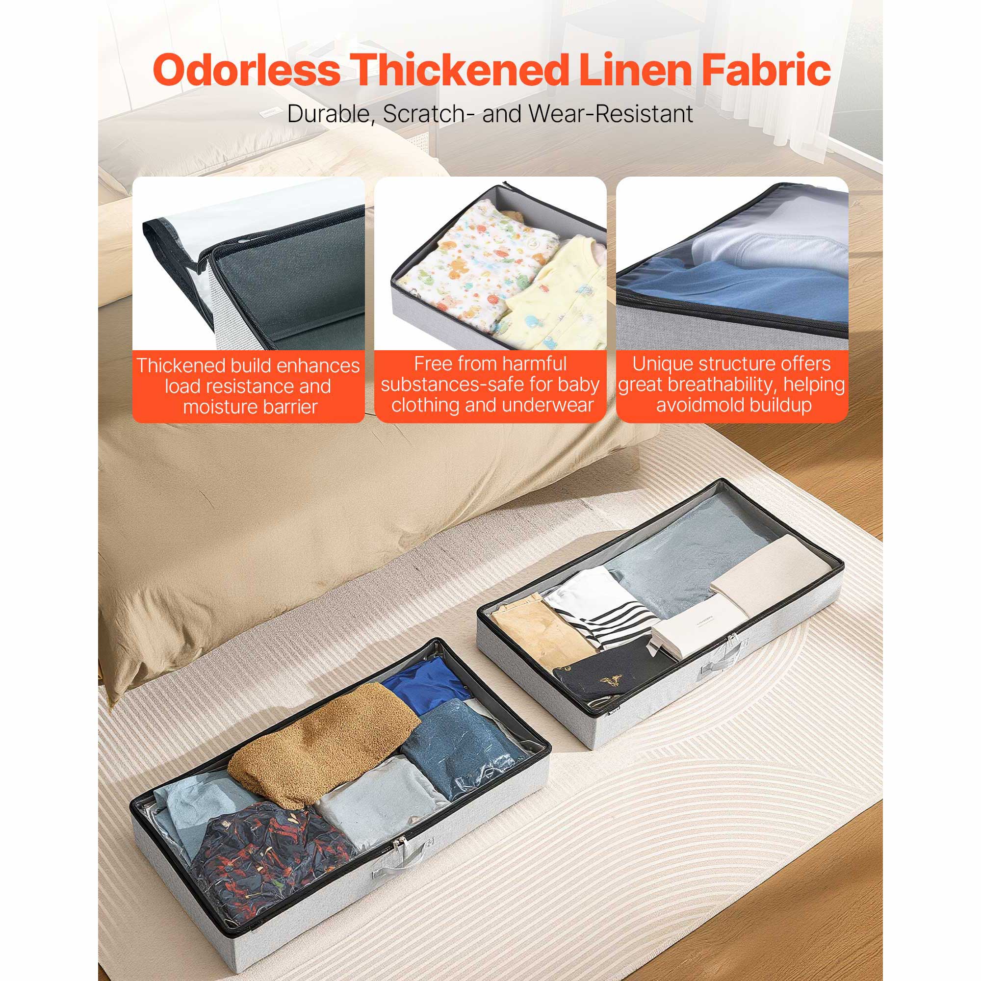 Mophorn Under Bed Storage with Transparent Lids, 33.5 x 16.9 x 4.7 ...