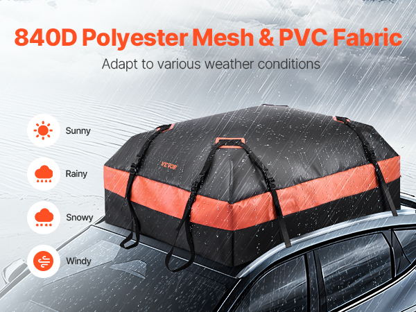 Car Rooftop Cargo Carrier Bag 15 Cubic Feet Car Roof Cargo Carrier 840D ...