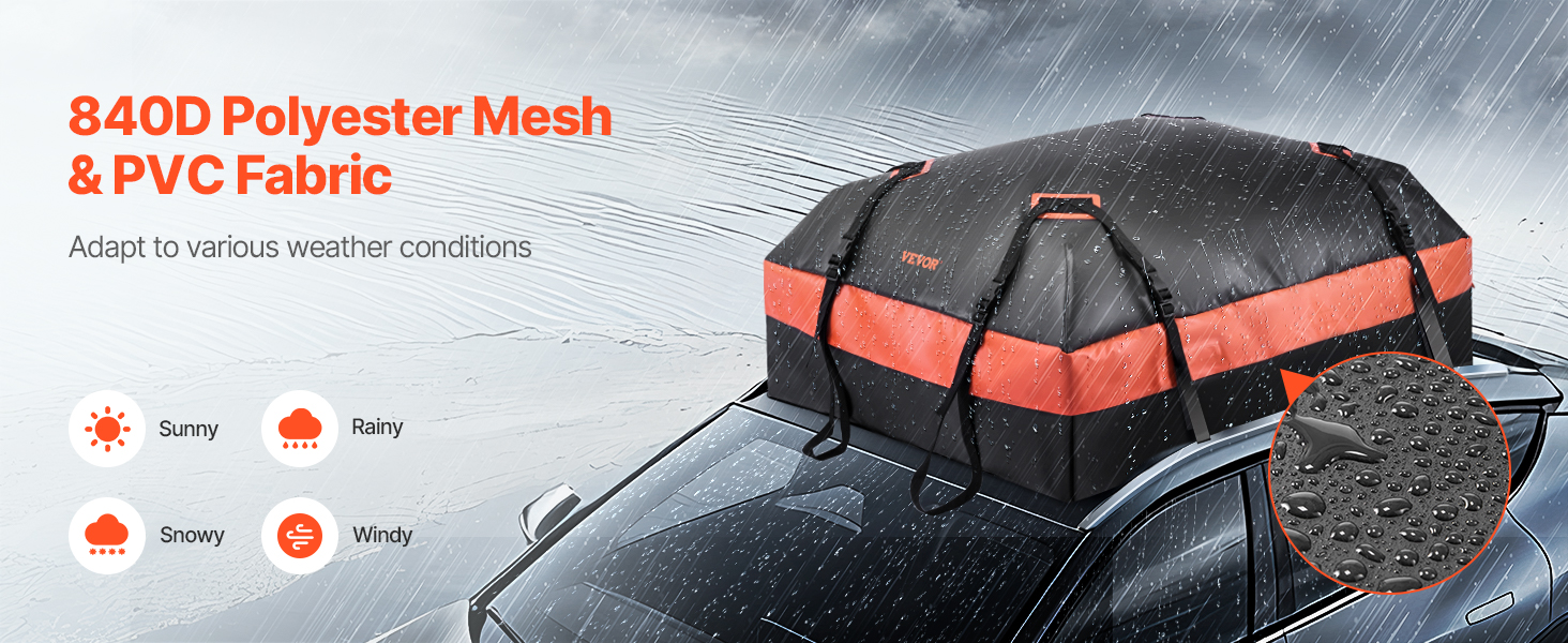 Car Rooftop Cargo Carrier Bag 15 Cubic Feet Car Roof Cargo Carrier 840D ...