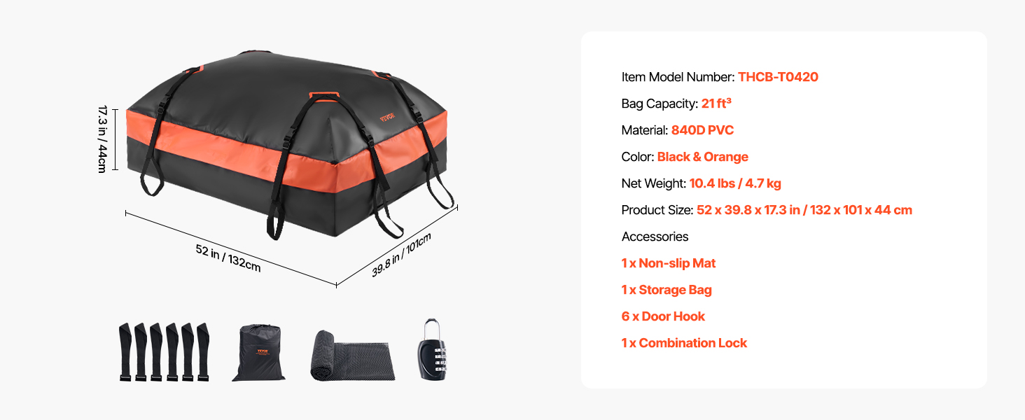 Car Rooftop Cargo Carrier Bag 21 Cubic Feet Car Roof Cargo Carrier 840D ...