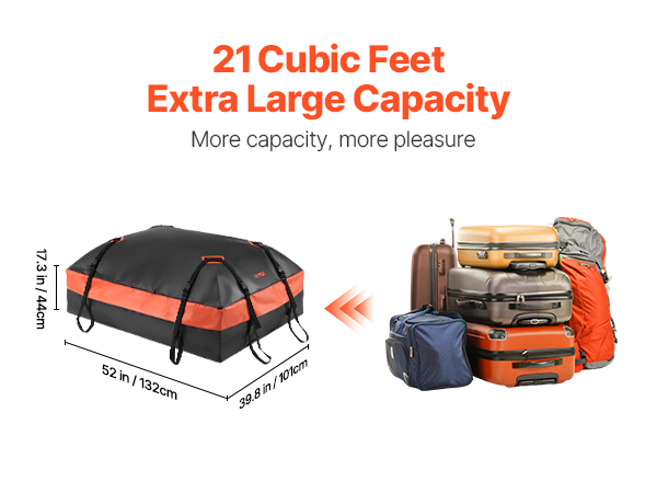 VEVOR Car Rooftop Cargo Carrier Bag 21 Cubic Feet Roof Cargo Carrier ...