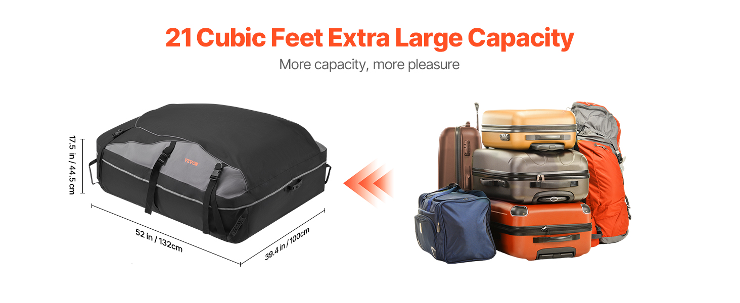 VEVOR Car Rooftop Cargo Carrier Bag 21 Cubic Feet Cargo Carrier for Car ...