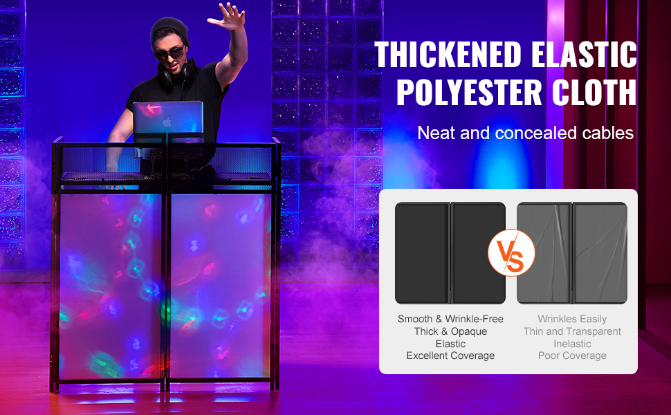 VEVOR DJ Event Facade DJ Table Stand 42" x 21" Flat Table Top+Travel ...