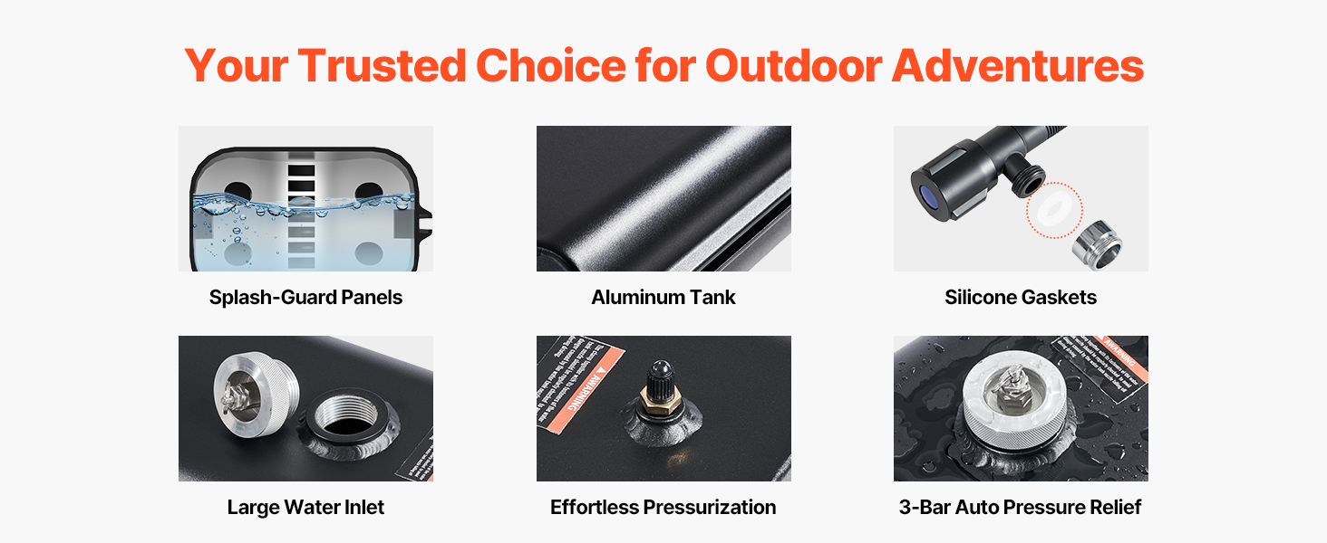 VEVOR 7 Gal Roof Rack Water Tank Portable Water Tank with Splash-Guard ...