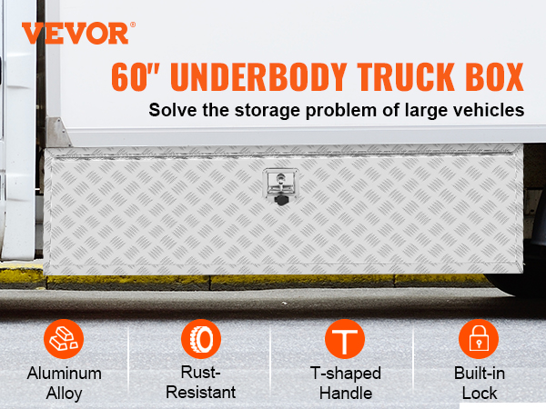 VEVOR Underbody Truck Box, 60"×24"×24" Pickup Storage Box, Heavy Duty ...